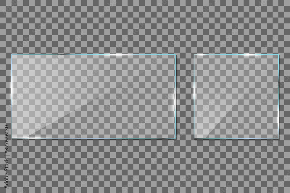 Glass frame on transparent background. Acrylic, Plexi glass. Rectangle ...