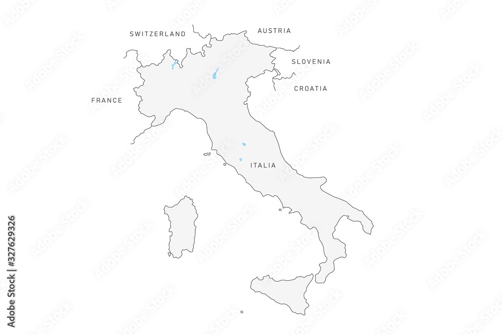 Italy map isolated on white background. Vector thin line border mapof ...