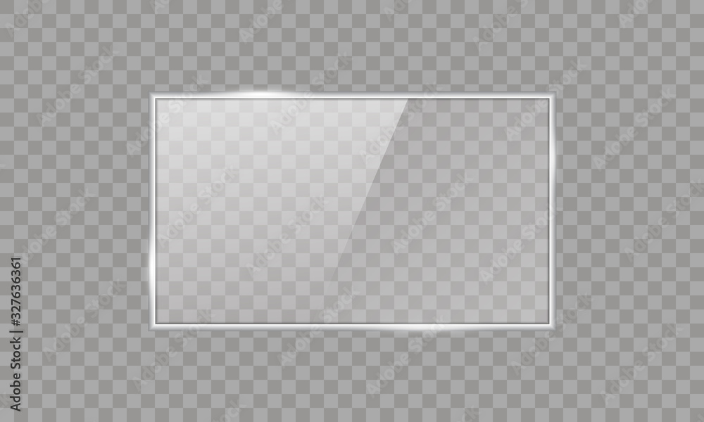 Vector glass rectangle on a transparent background. Transparent mirror ...