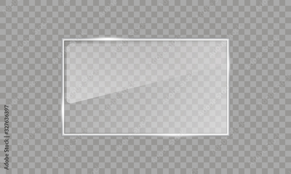Vector glass rectangle on a transparent background. Transparent mirror ...