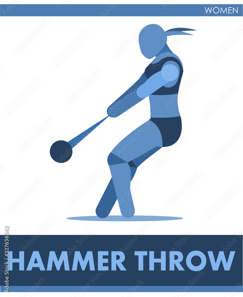 Hammer throw pictogram. Woman competes in Hammer throwing. Icon of ...