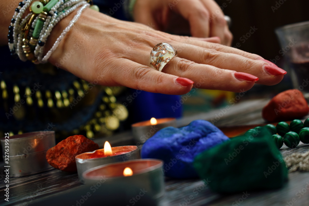 Occult ritual. The fortune teller predicts the future. Paranormal ...