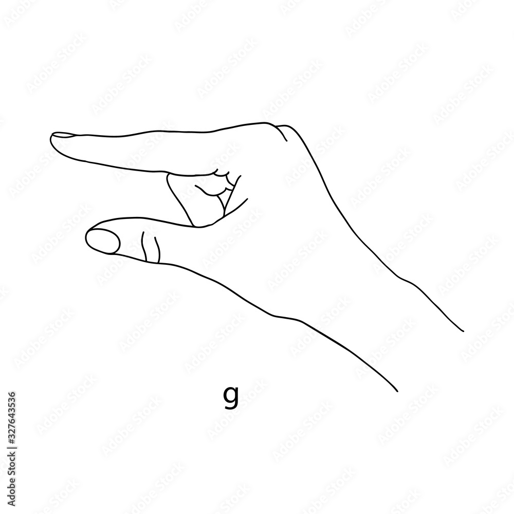 G is the seventh letter of the alphabet in sign language. Vector ...
