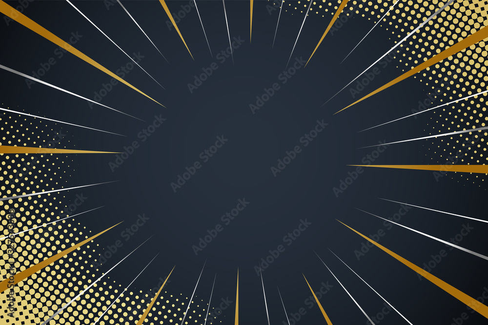 Golden Comic zoom lines motion background with halftone.Premium Style ...