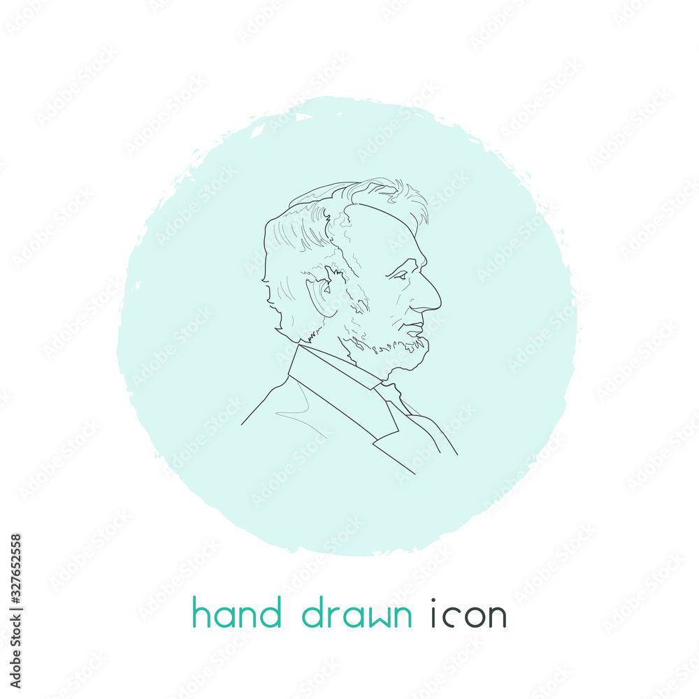 Lincoln profile icon line element. Vector illustration of lincoln ...