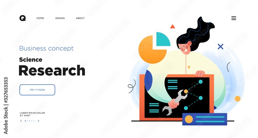 Science research website Landing page template design. Concept of ...