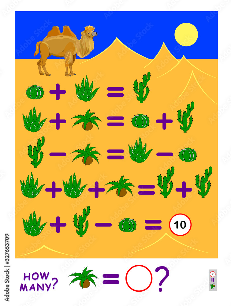 Mathematical logic puzzle game for children and adults. Solve examples ...