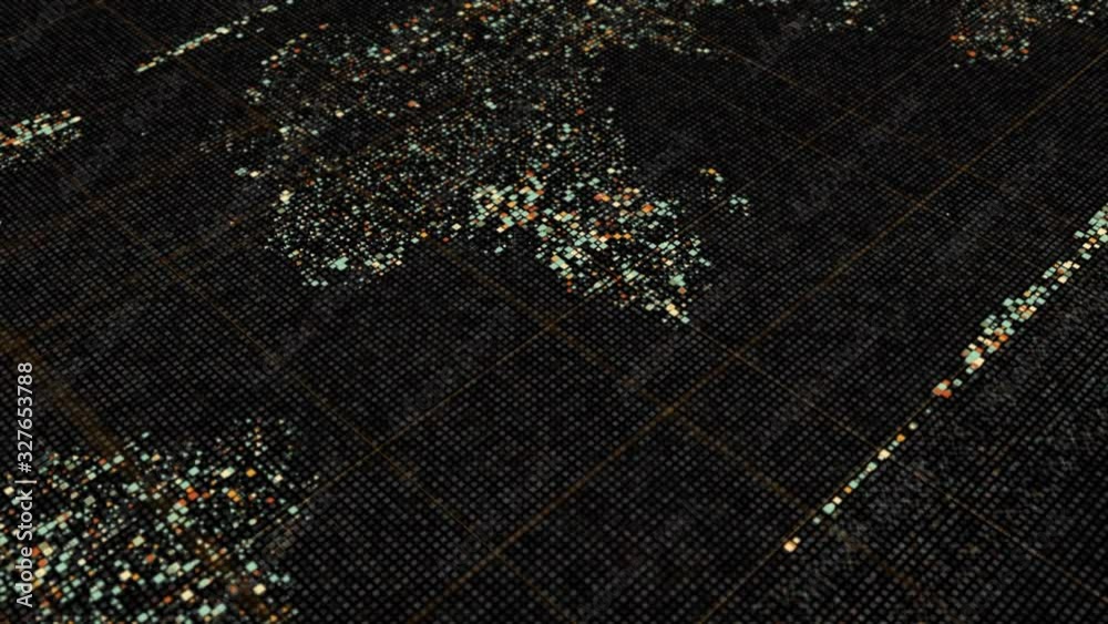 Abstract animation of world map in digital screen formed by tiny ...