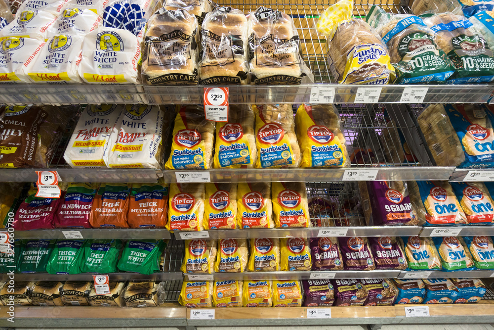 Gold Coast, Australia - May 09 2018: Sliced bread and toast from ...