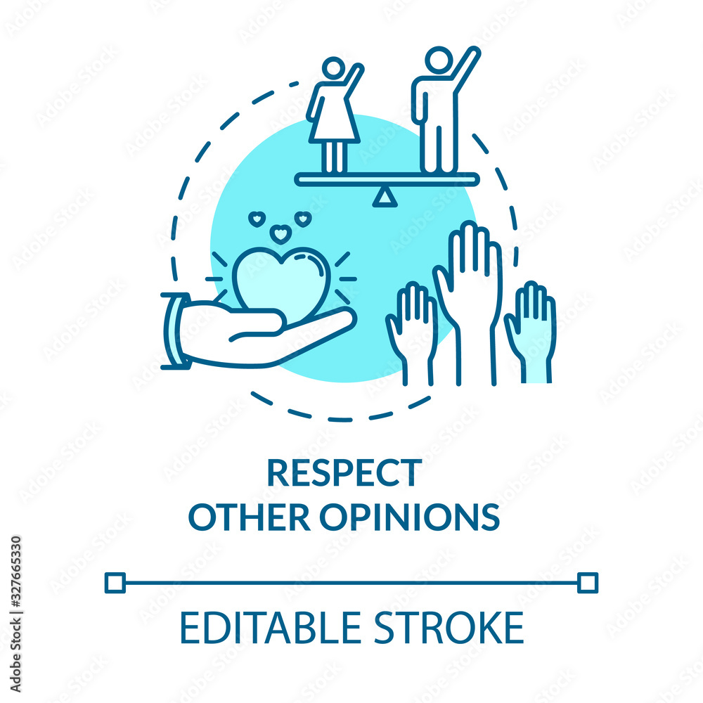 Vetor de Respect other opinions concept icon. Understand and accept ...