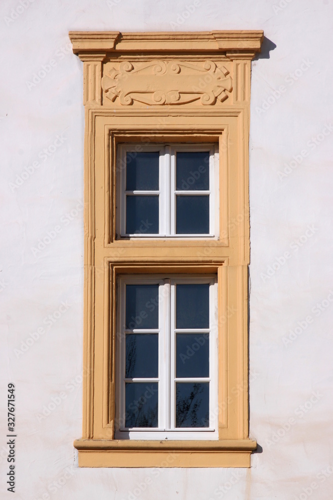 Renaissance window frame at the Amtshaus building facade in the old ...