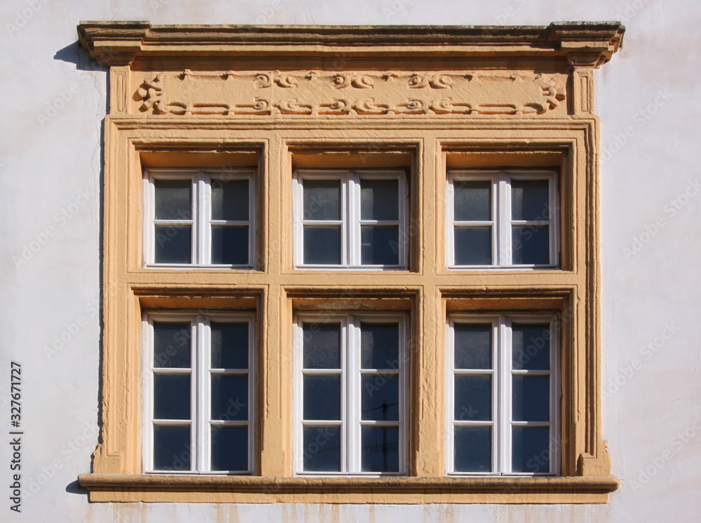 Renaissance window frame at the Amtshaus building facade in the old ...