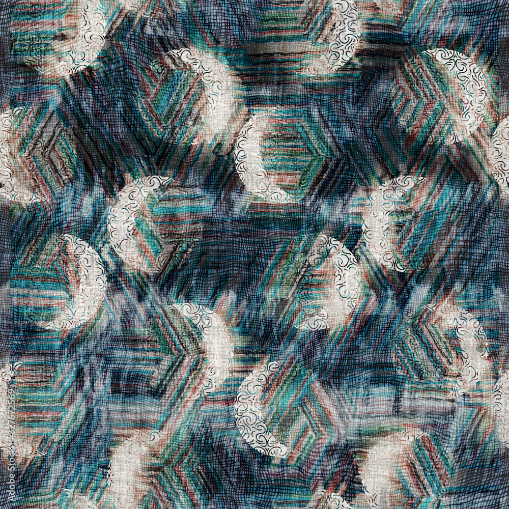 Seamless mixed media collage design in old aged worn look. Ramadan moon ...