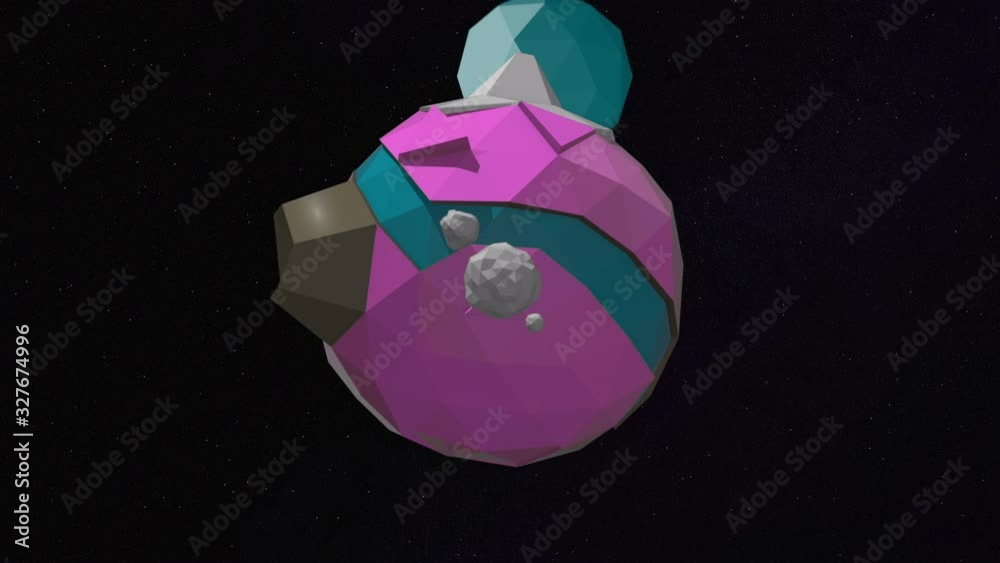 Alien planet concept. 3D low-poly animation of strange vivid pink ...