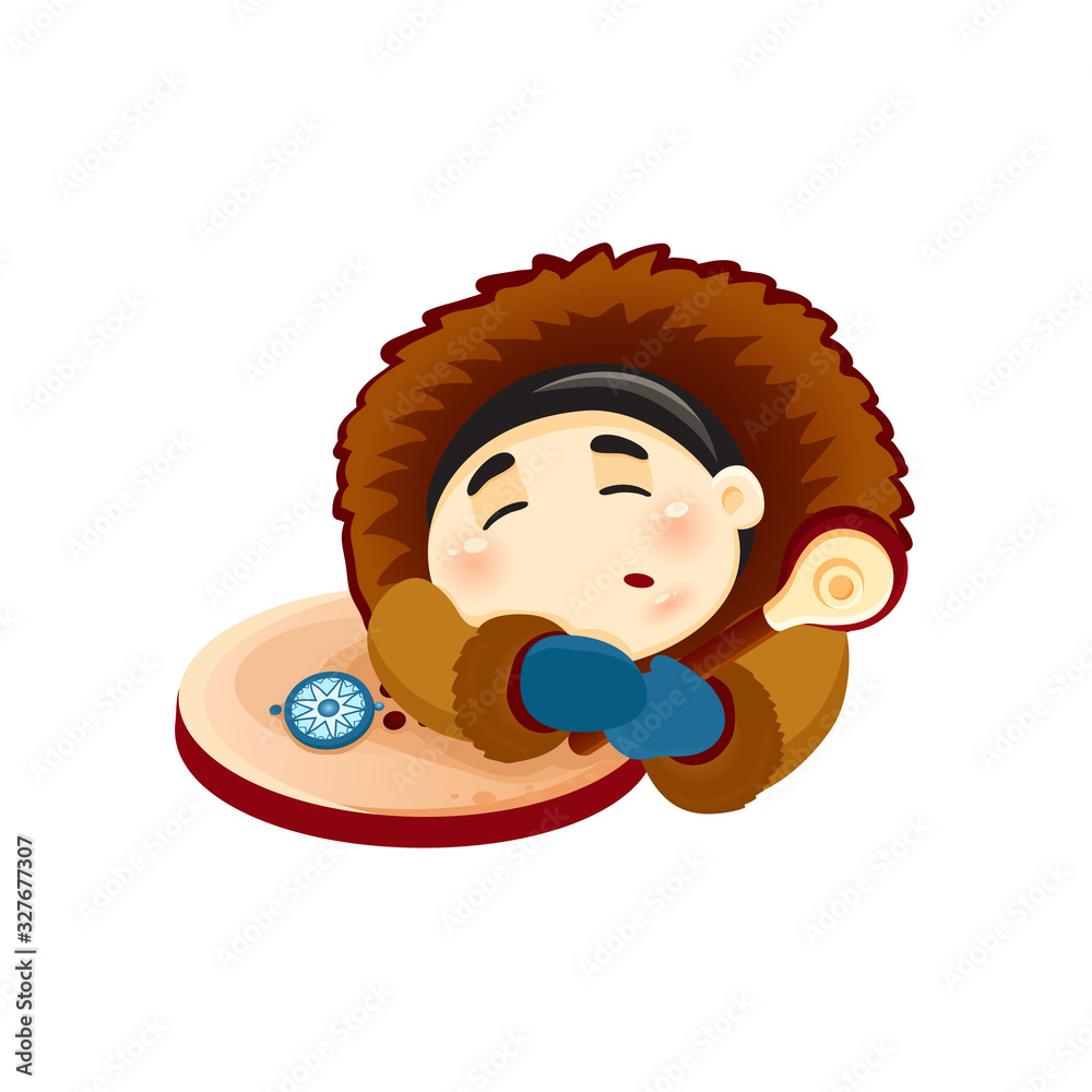 vector cartoon illustration of funny Eskimo shaman illustration of the ...