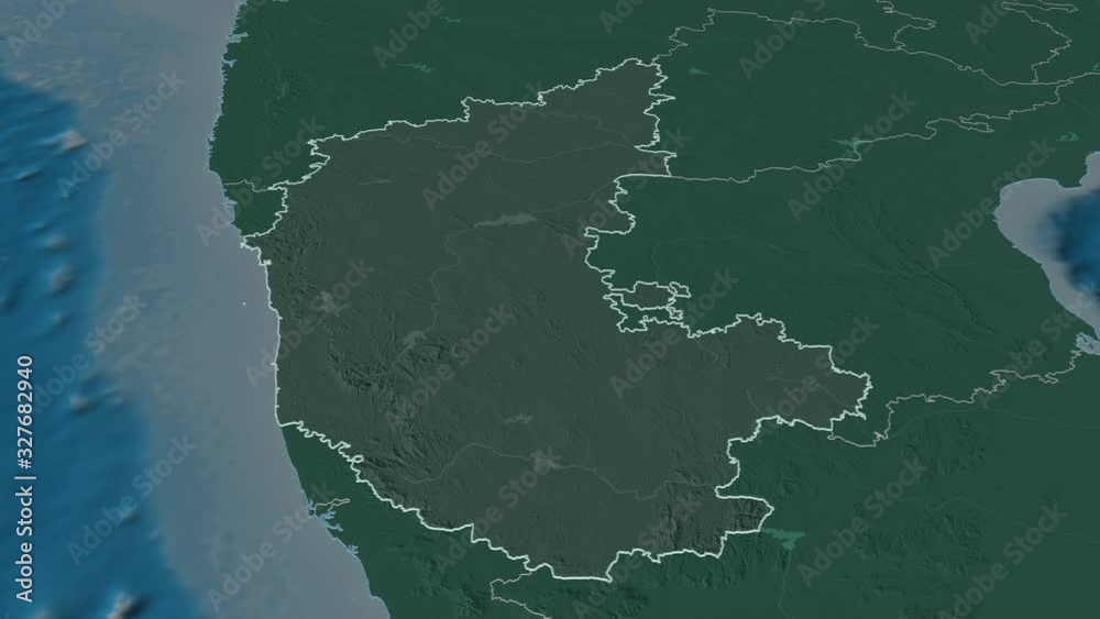 Karnataka, state with its capital, zoomed and extruded on the ...