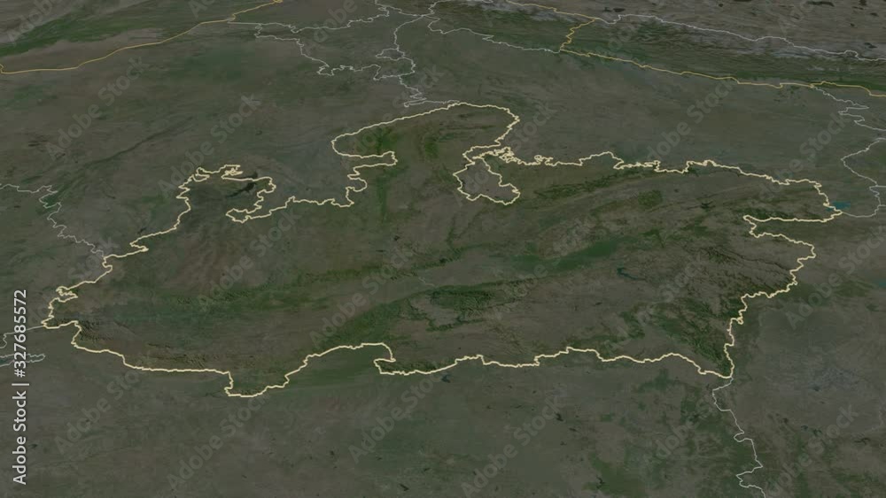 Madhya Pradesh, state with its capital, zoomed and extruded on the ...
