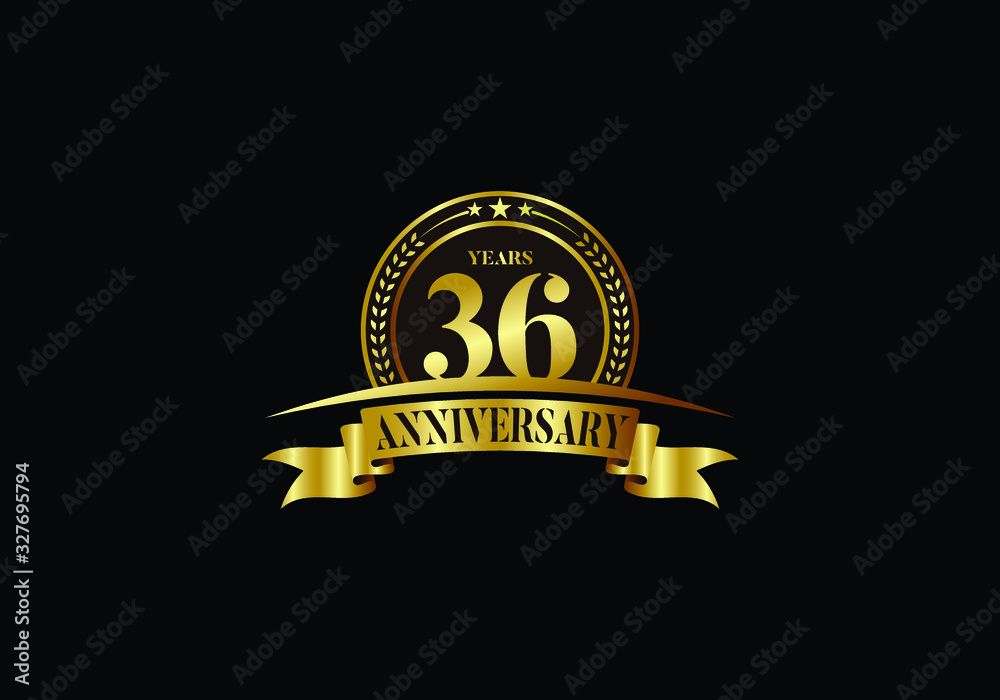 36th years anniversary logo template, vector design birthday ...