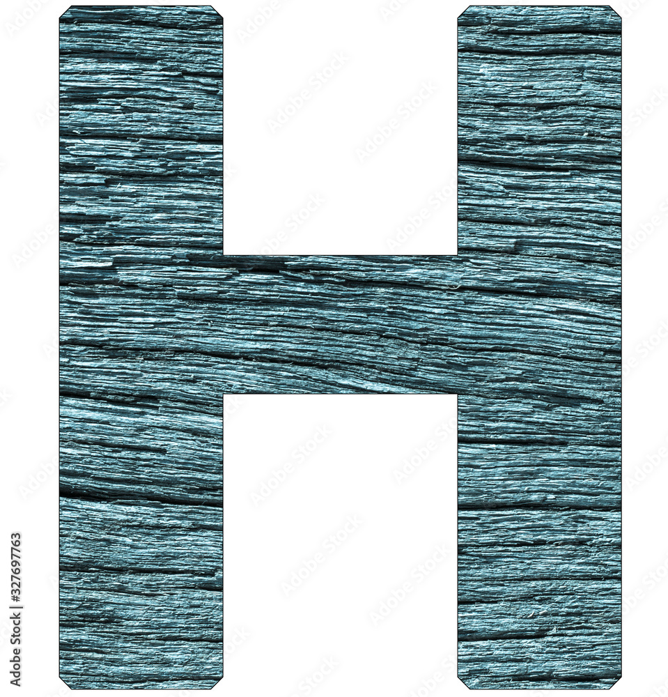 Letter H of the alphabet, with wood texture in blue color Stock Photo ...