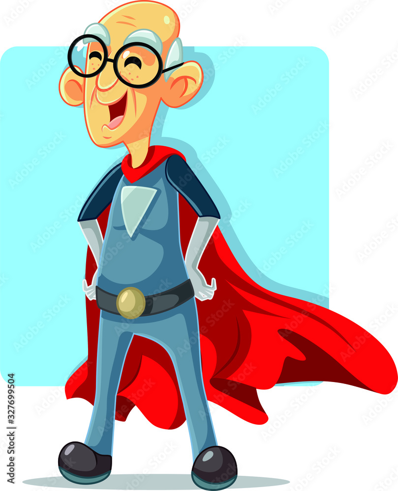 Old Senior Grandpa Superhero Vector Cartoon Stock Vector | Adobe Stock