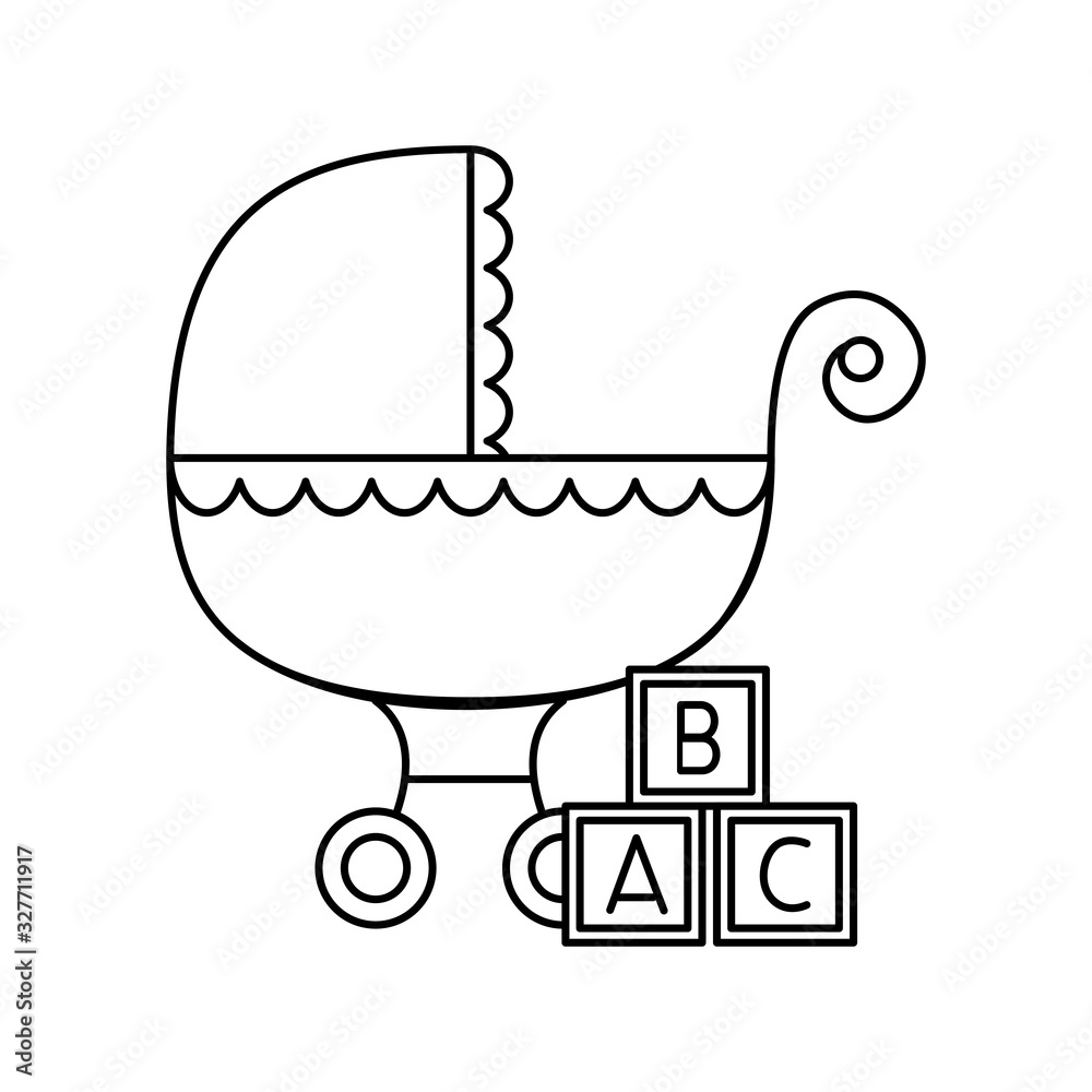 baby cart transportation with cubes toy isolated icon vector ...
