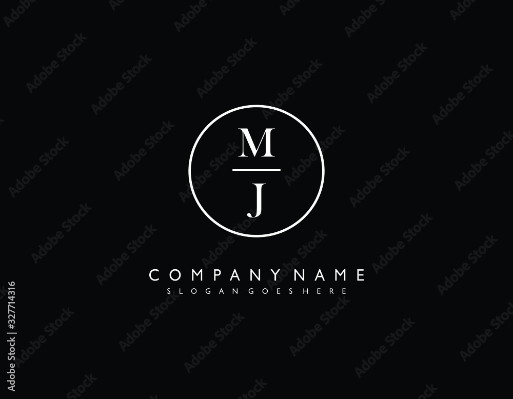 MJ initial letter elegant handwriting logo collection Stock Vector ...