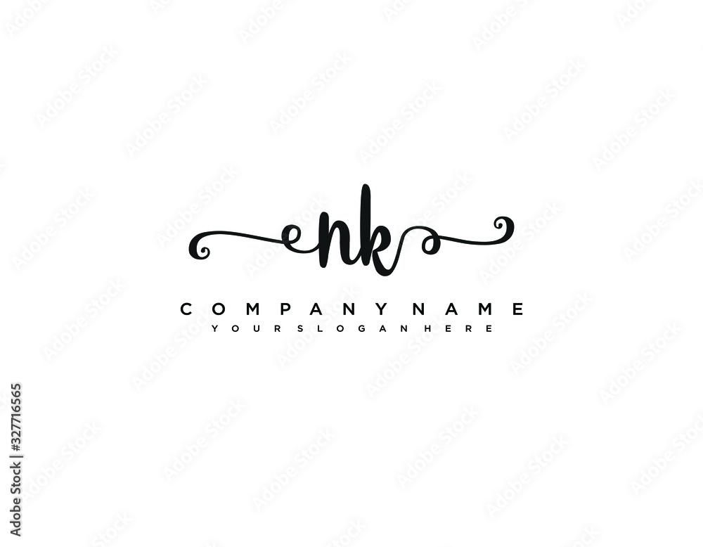 NK initial letter elegant handwriting logo collection Stock Vector ...