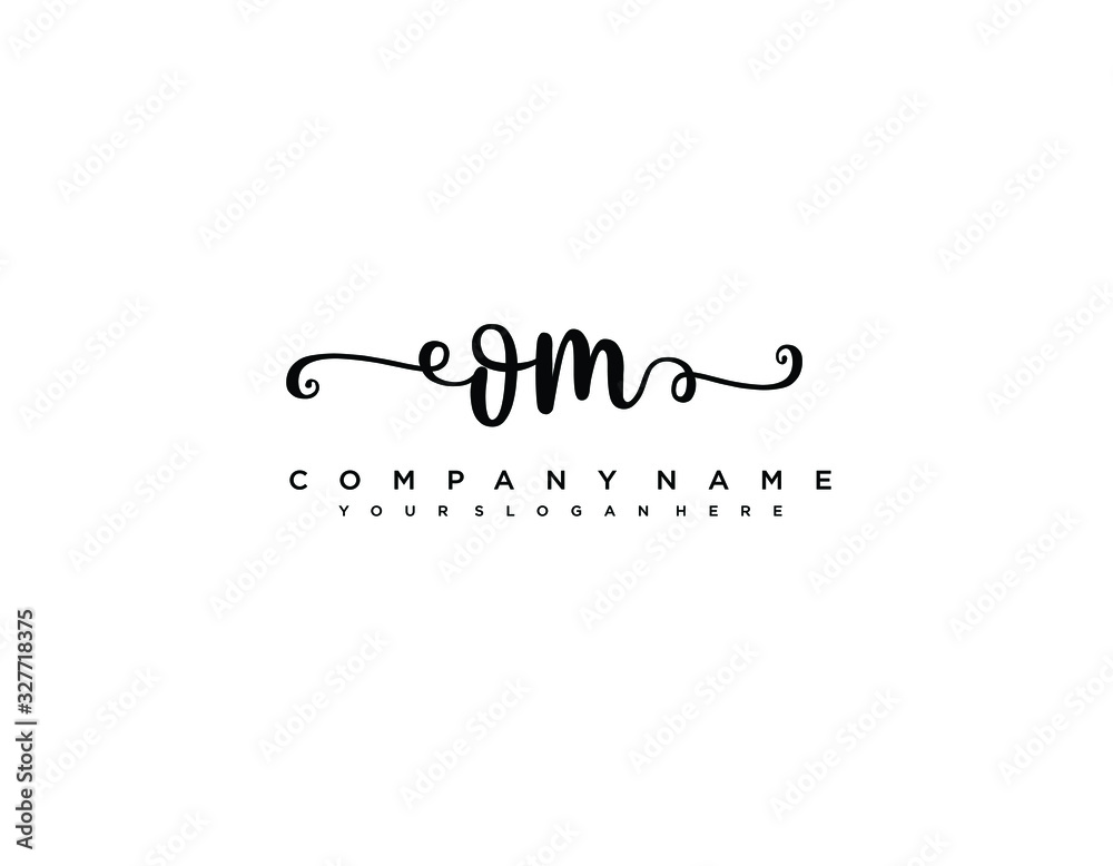 OM initial letter elegant handwriting logo collection Stock Vector ...