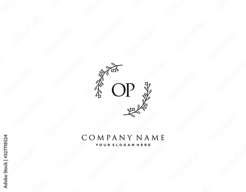 OP initial letter elegant handwriting logo collection Stock Vector ...