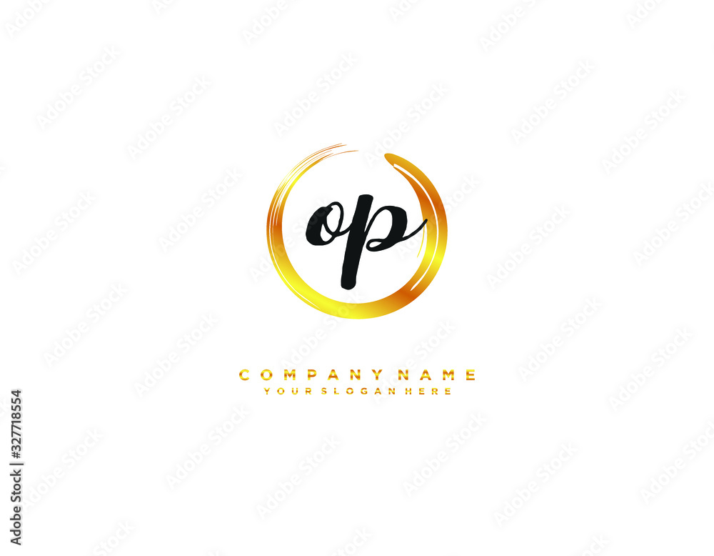 OP initial letter elegant handwriting logo collection Stock Vector ...