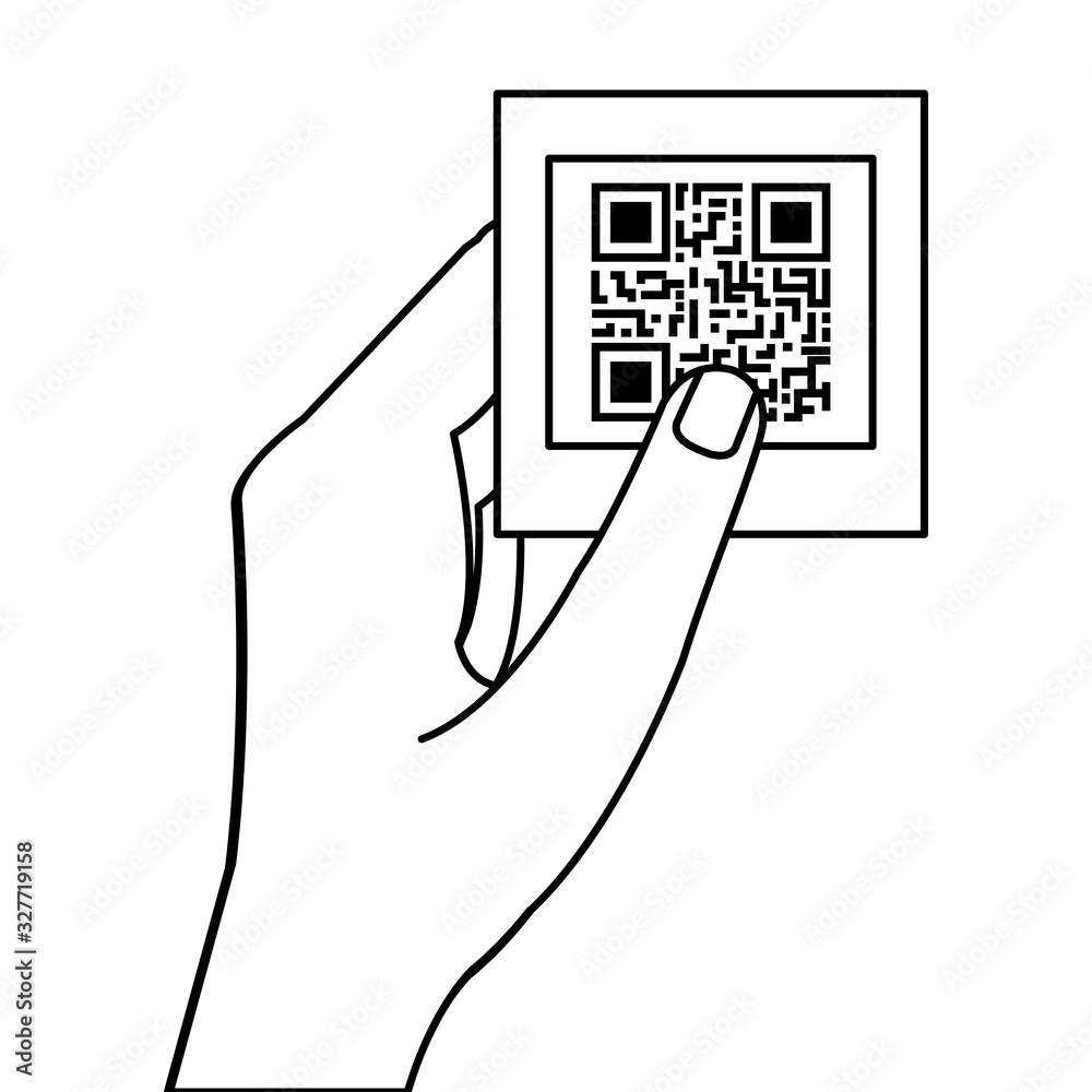 hand holding qr code design of technology scan information business ...