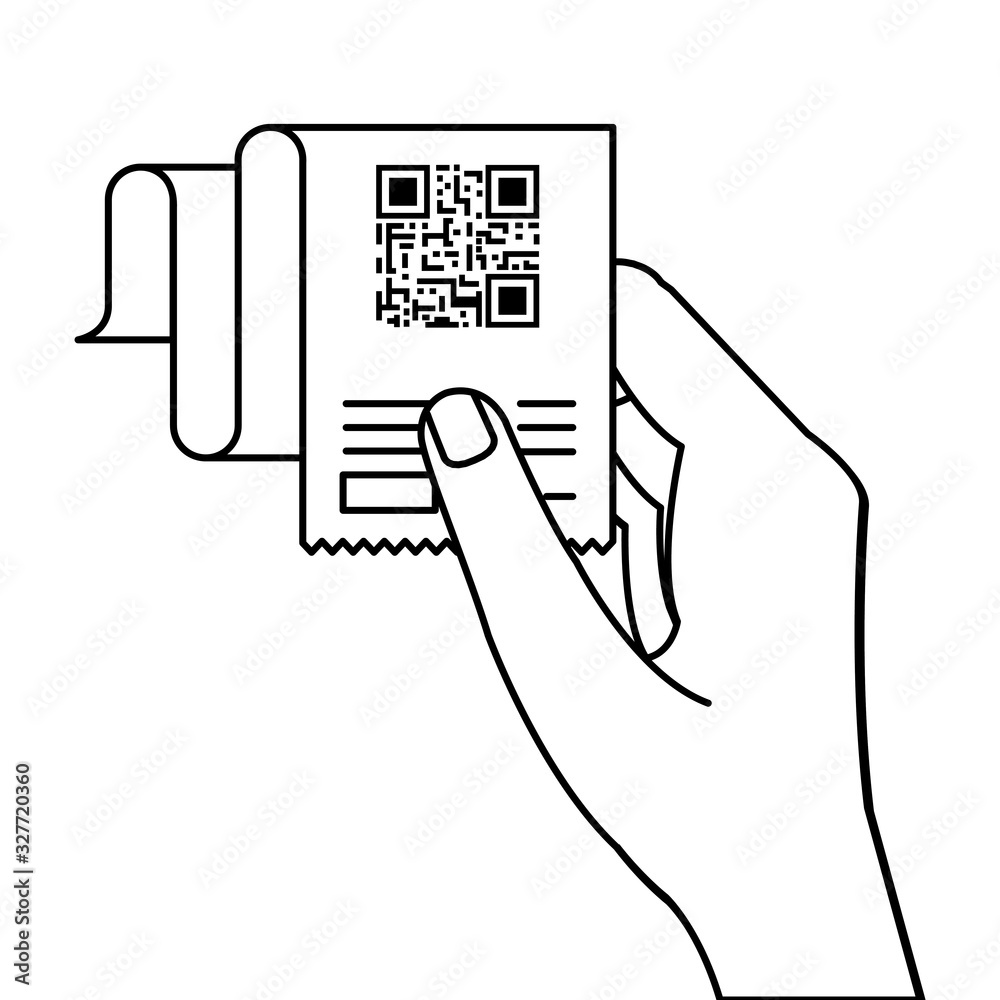 hand holding qr code receipt paper design of technology scan ...