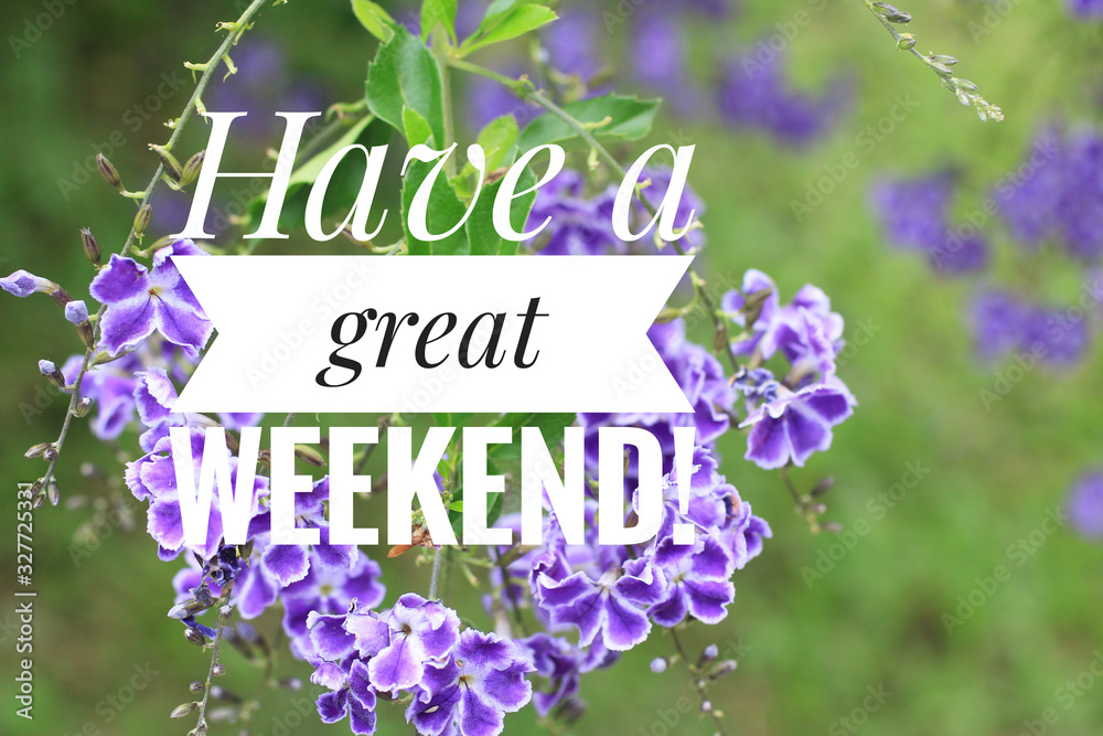 Greeting card - Have a great weekend. With beautiful purple flowers ...