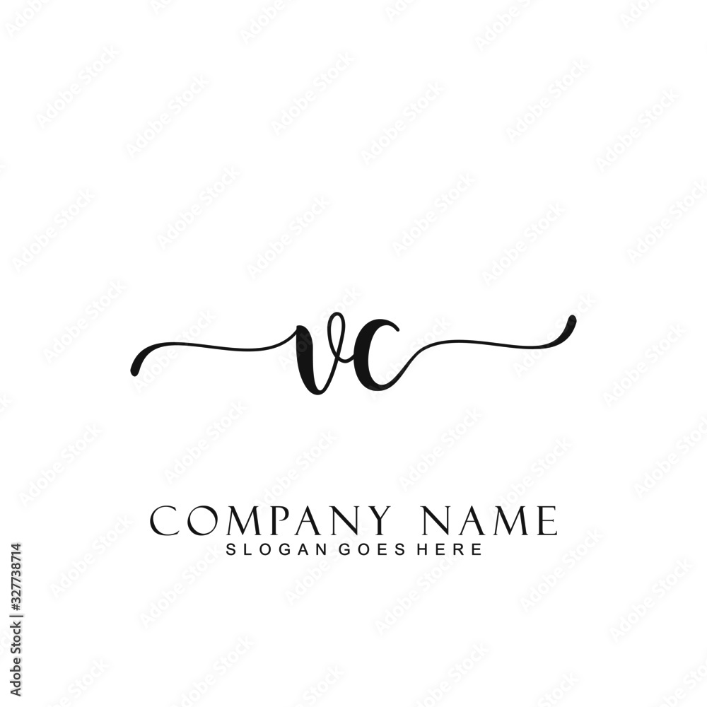 Initial letter VC handwriting logo template Stock Vector | Adobe Stock