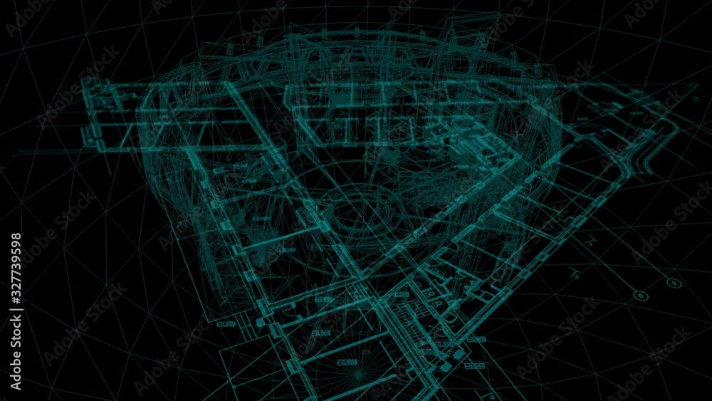 animation showing a Technical Drawing of floor design being drawn with ...