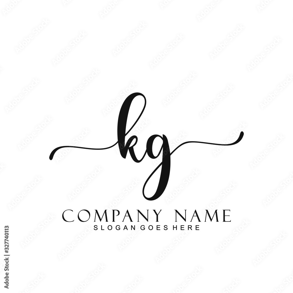 Initial letter KG handwriting logo template Stock Vector | Adobe Stock