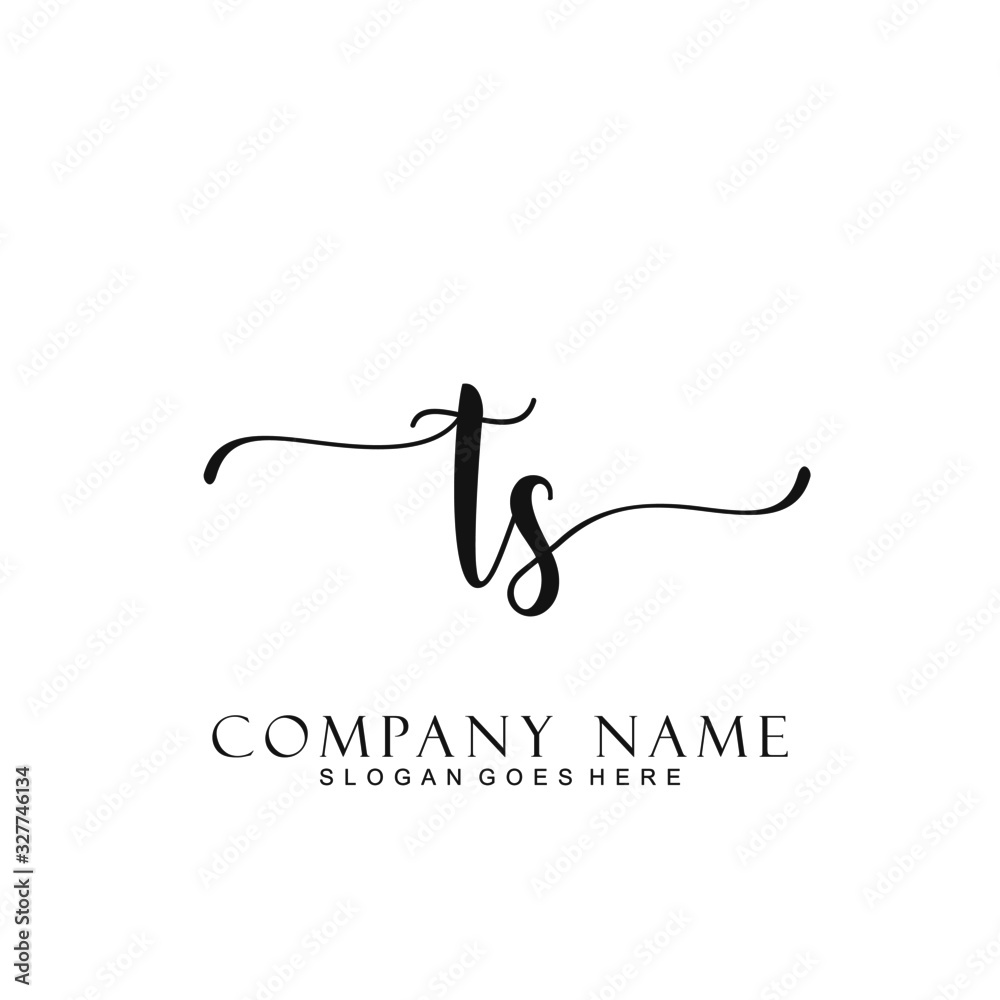 Initial letter TS handwriting logo template Stock Vector | Adobe Stock