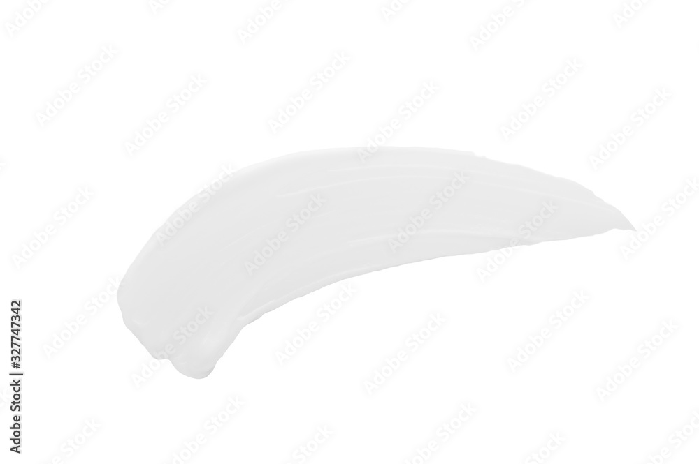 Texture and smear of face cream isolated on white background. Drop of ...