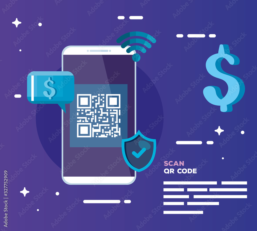 qr code inside smartphone design of technology scan information ...