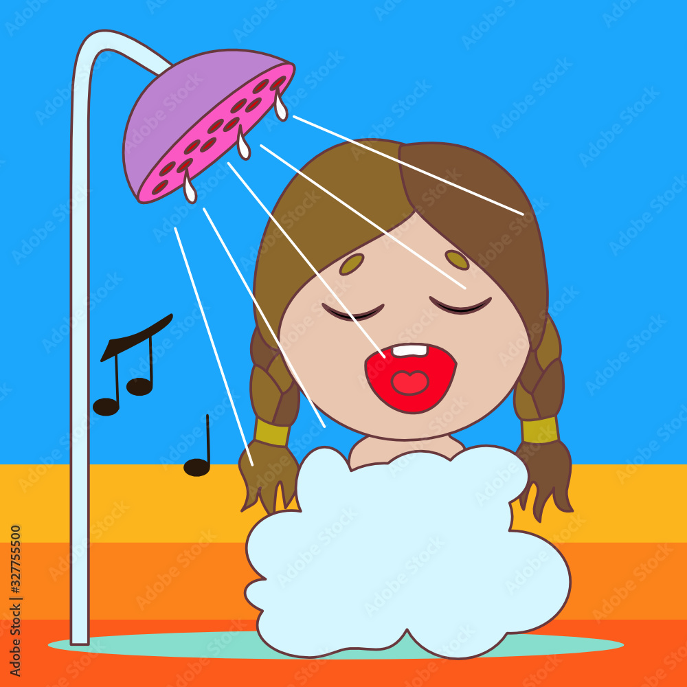 emoticon with girl that is singing loud in a shower with his eyes ...