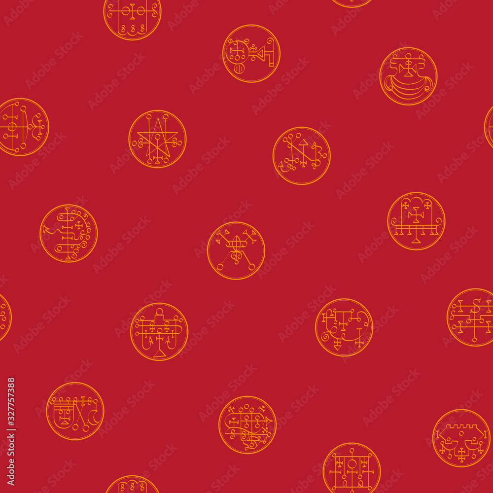 Seamless vector pattern with symbols of demons. Sigils of Demons Stock ...