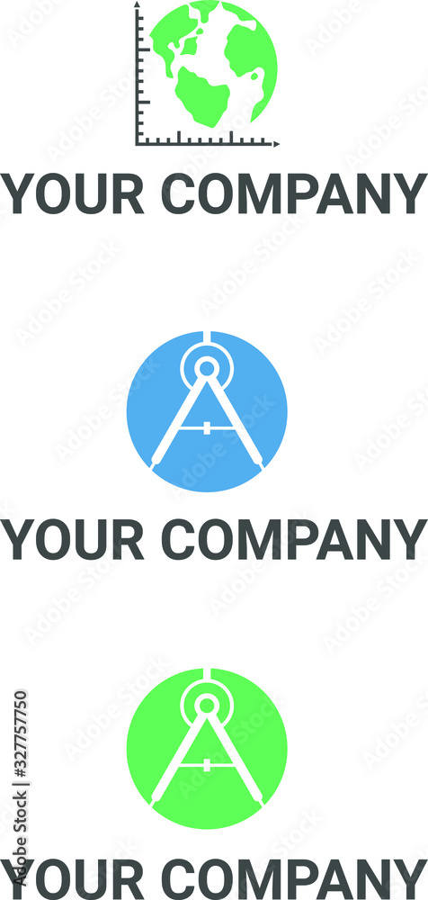 logo of a compass measuring the earth on a blue background for your ...