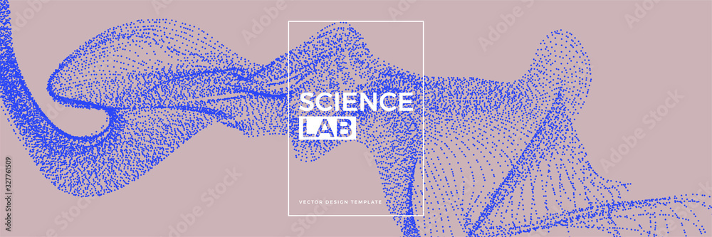 Panoramic science or technology background with dynamic particles ...