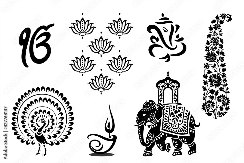 traditional Hindu icons , cultural heritage , India , Asia Stock Vector ...