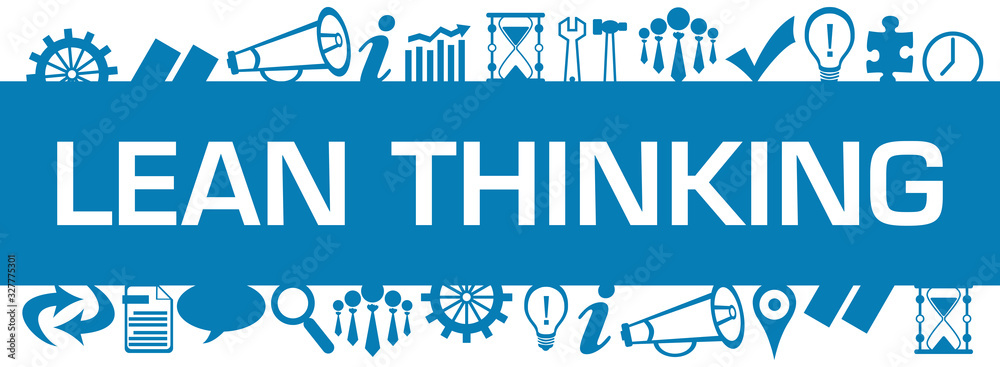 Lean Thinking Blue Business Symbols Top Bottom Horizontal Stock ...