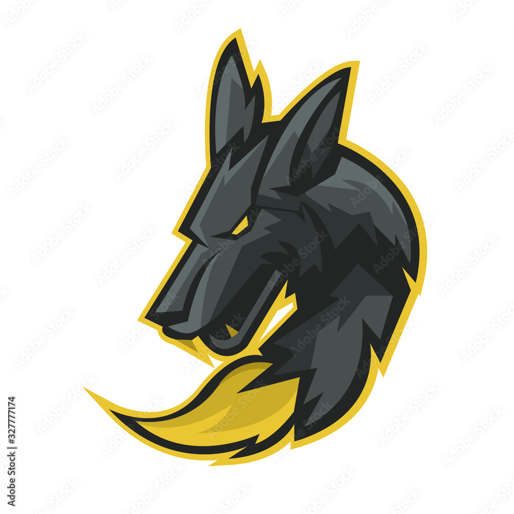 E-sports team logo template with Black wolf vector illustration Stock ...