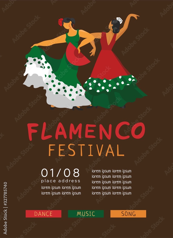 Vertical poster template, invitations for the festival of Spanish ...