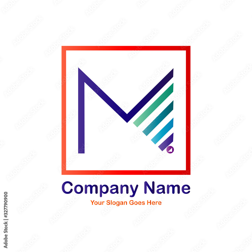Initial Letter M in a square Design Logo Graphic Branding Letter ...