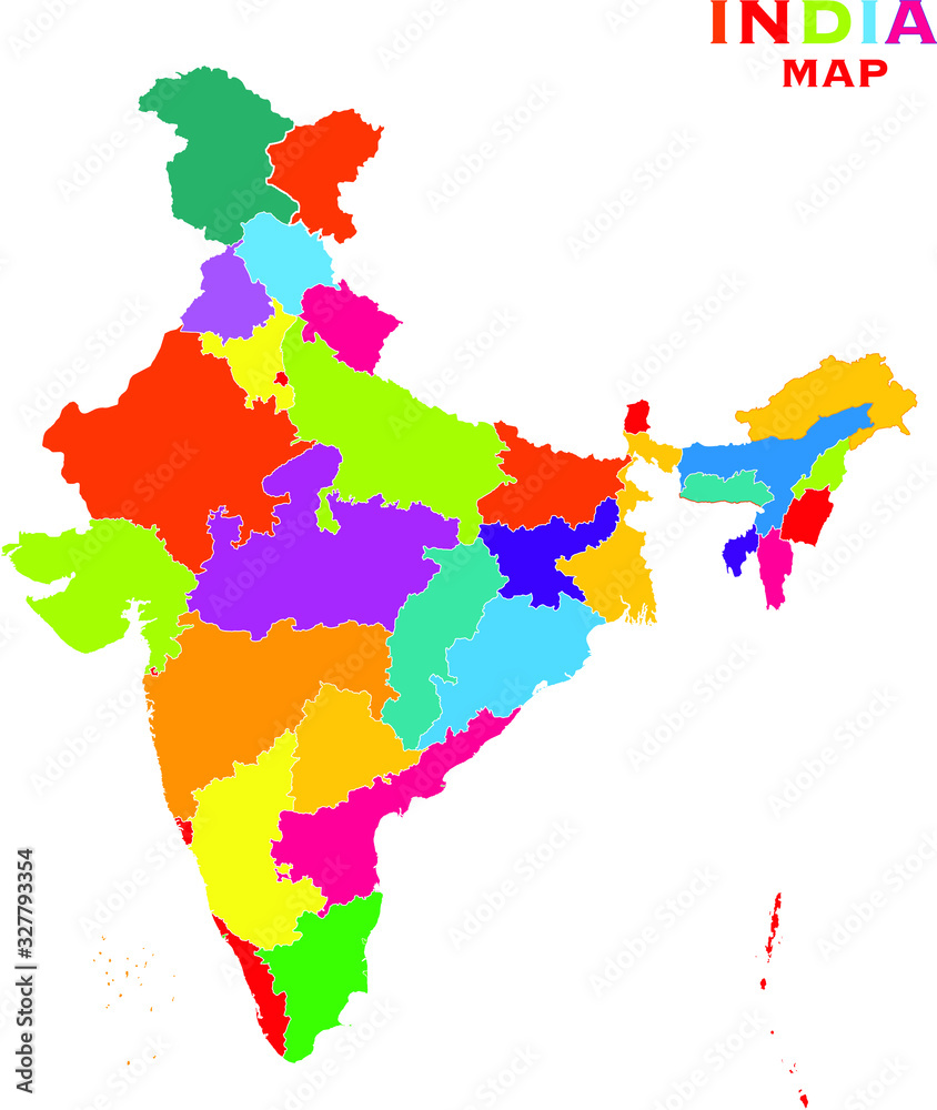 colorful india map of 2020 colour india map Stock Vector | Adobe Stock