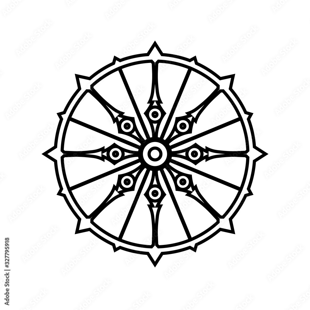 Konark wheel outline icon. Clipart image isolated on white background ...